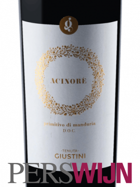 Label-Tenuta Giustini Acinorè Primitivo di Manduria 2020 Puglia ...